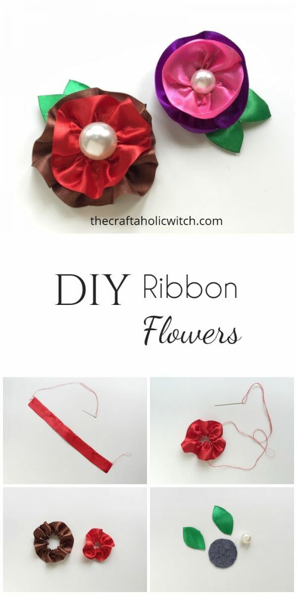 DIY Ribbon Flowers (Easy 5 Steps Tutorial) | The Craftaholic Witch