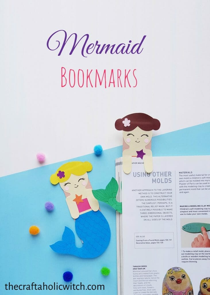DIY Cute Mermaid Bookmarks (Free Template) | Craftaholic Witch