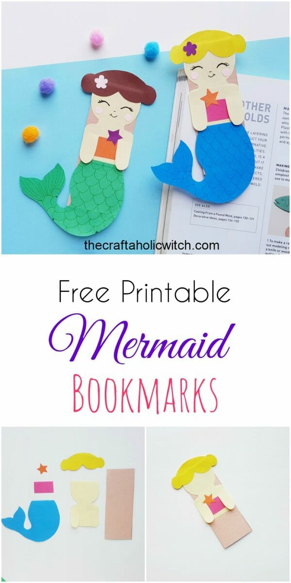 DIY Cute Mermaid Bookmarks (Free Template) | Craftaholic Witch