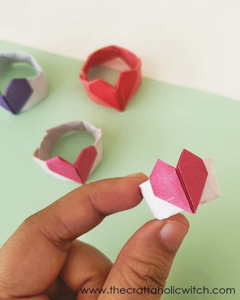 How to Make Paper Heart Ring (Folding Instruction + Video)