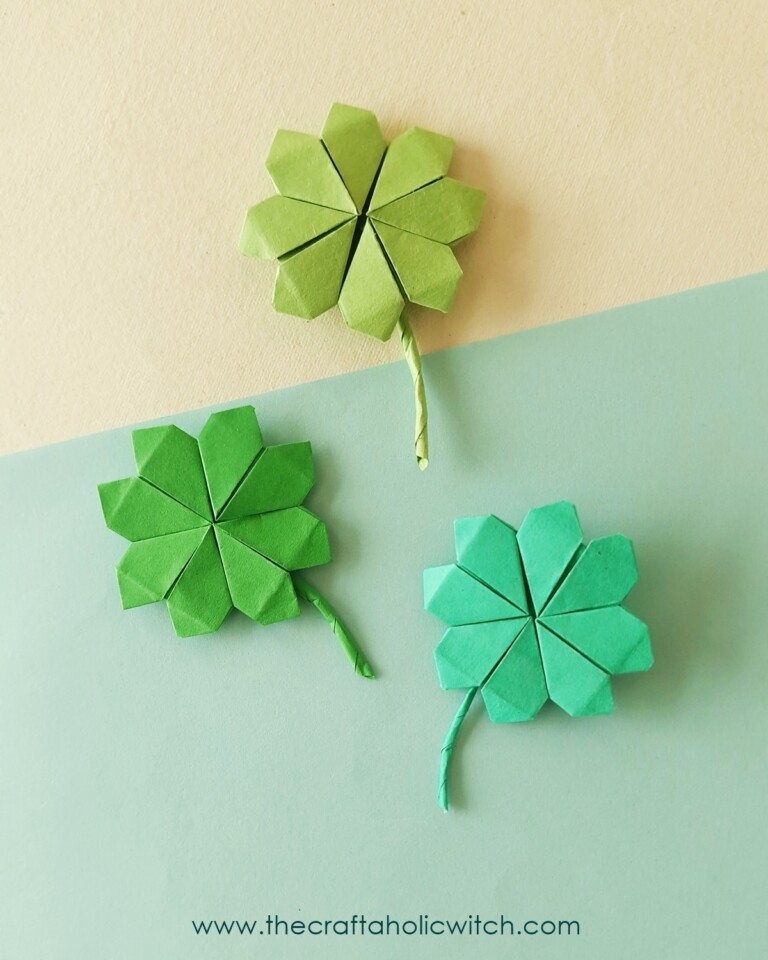 Easy Origami Shamrock (Four Leaf Clover) for Beginners