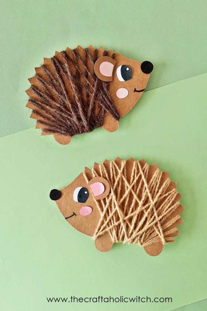 Make a Cute Hedgehog Craft for Kids with Yarn (Free Template Included)