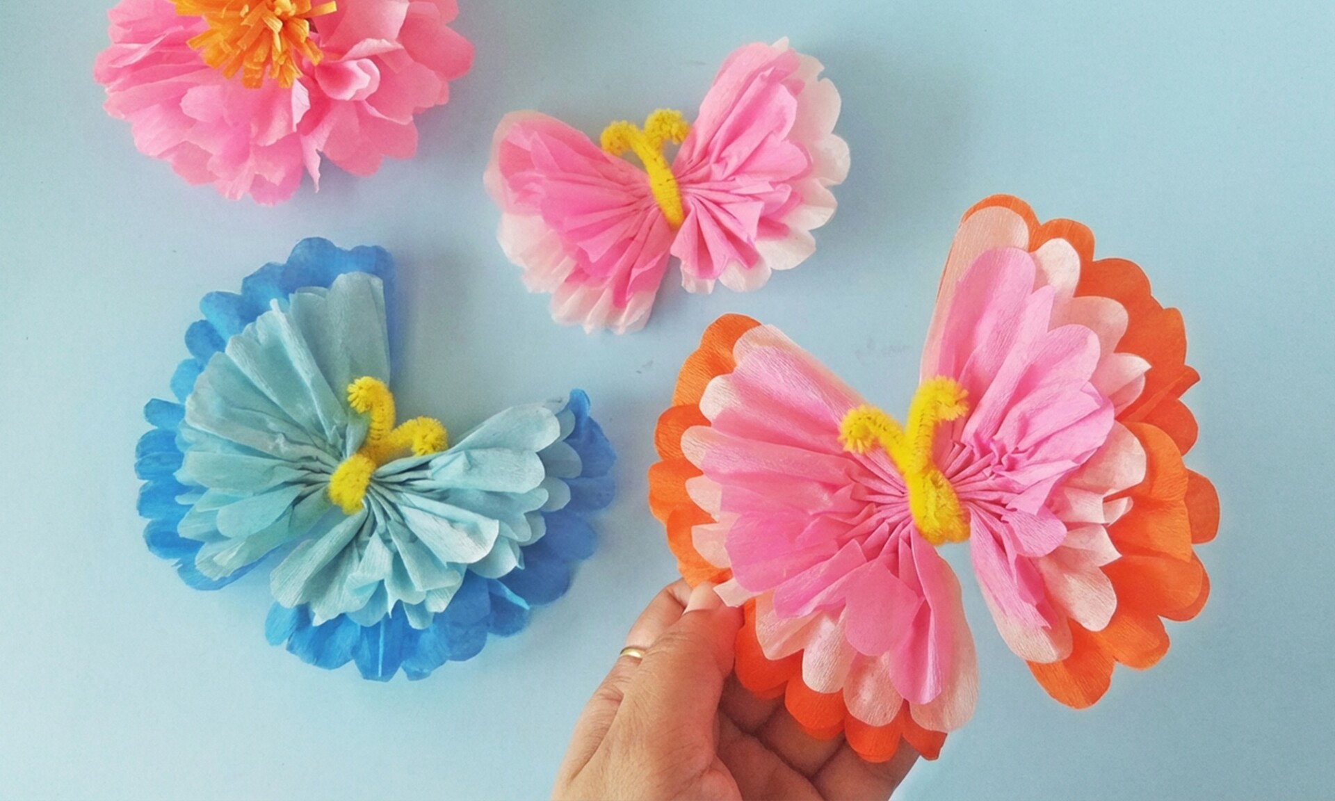 How to Make a Tissue Paper Butterfly (No-Glue Craft) | Craftaholic Witch