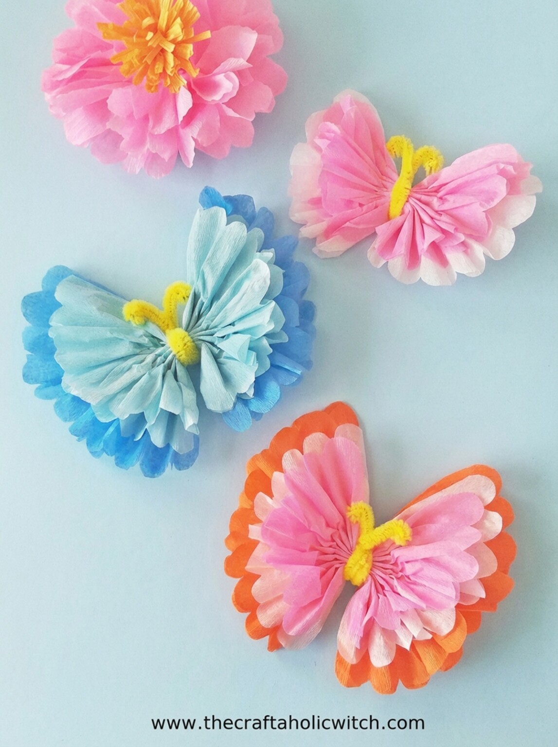 How to Make a Tissue Paper Butterfly (No-Glue Craft) | Craftaholic Witch